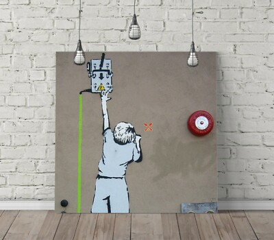BANKSY REACH FOR SWITCH SQUARE CANVAS WALL ART FLOAT EFFECT/FRAME ...