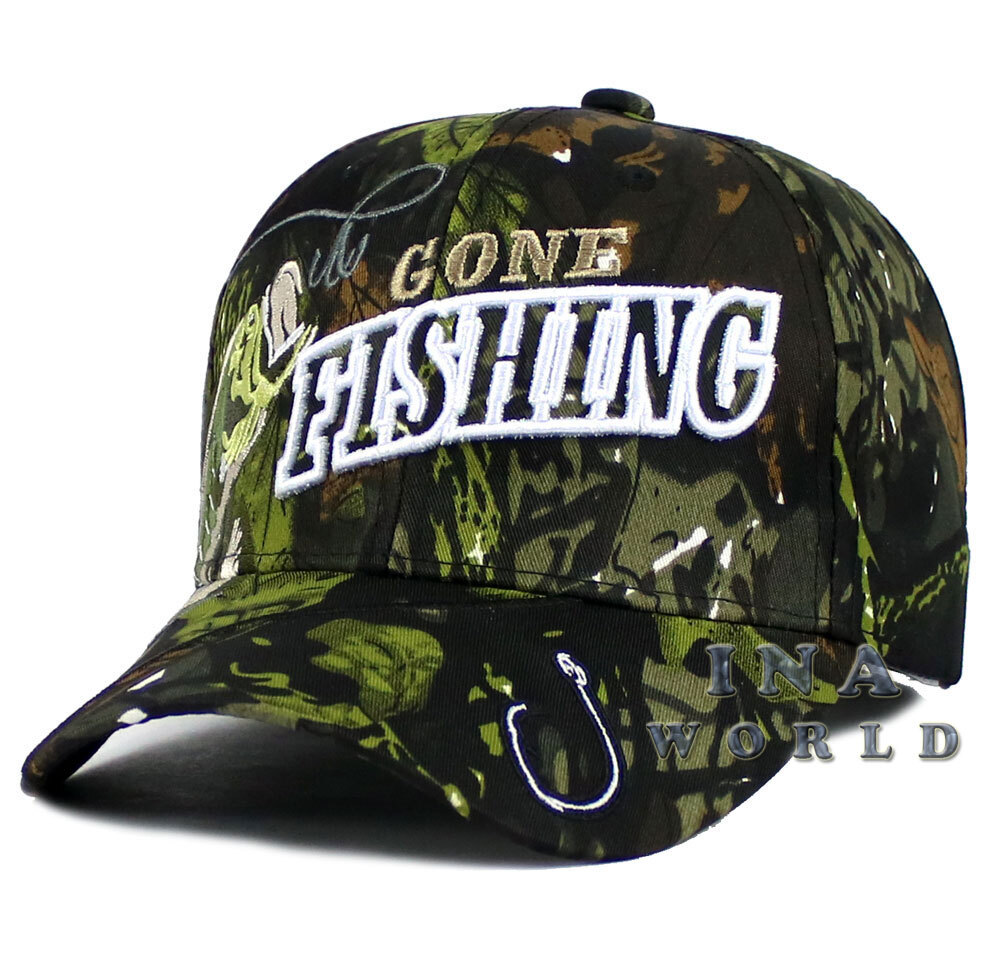 FISHING Hat FISH Embroidered Camouflage Outdoor Sports Adjustable ...