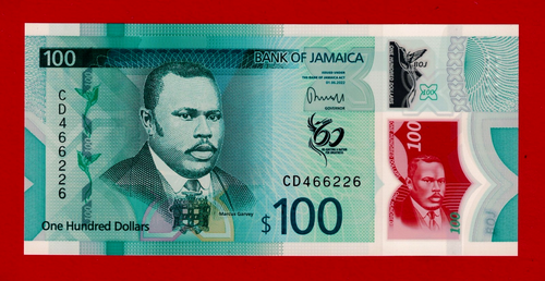 Jamaica 100 Dollars 2022 / 2023 UNC Polymer Note 60th Anniversary of ...
