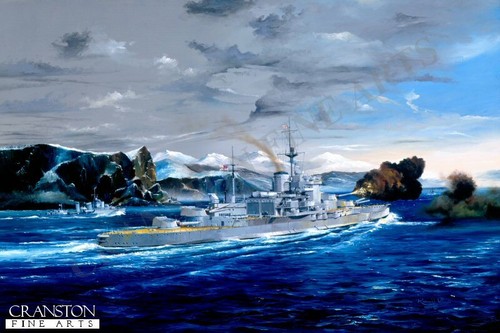 HMS Warspite Naval ltd ed art Print, Royal Navy Battleship 2nd battle ...