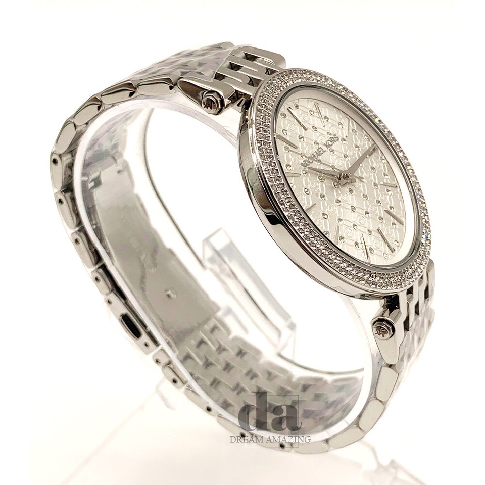 Michael Kors MK3404 Darci Glitz Silver Monogram Dial Ladies Women's ...