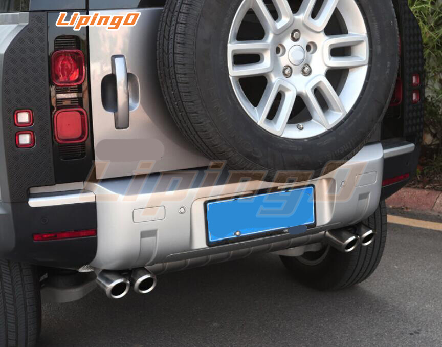 2pc Silver round Rear Exhaust Tips Muffler Pipe For LR Defender 90 110 ...