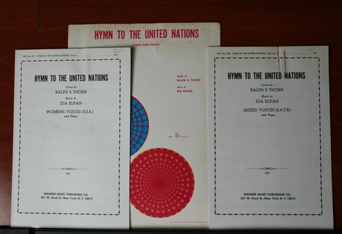 Hymn to the United Nations - 1969 vocal piano sheet music Elkan/Thorn ...