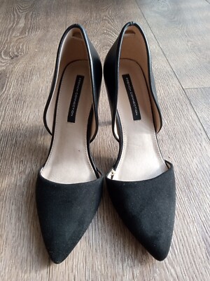 French Connection High Heels 3" Black Suede Faux Leather Size 8 | eBay