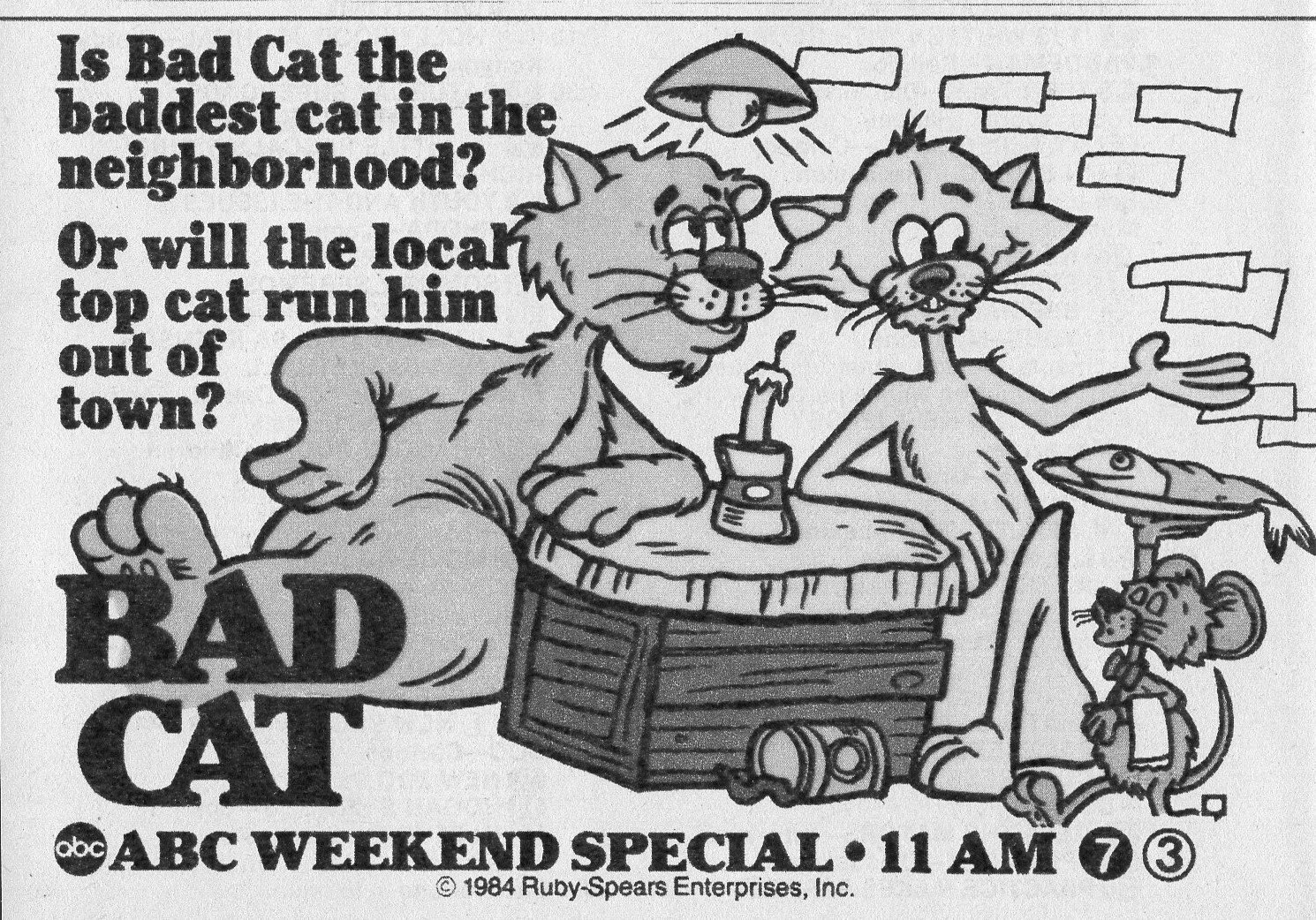 1984 KCBS TV PROMO AD BAD CAT CARTOON ABC WEEKEND SPECIAL | eBay