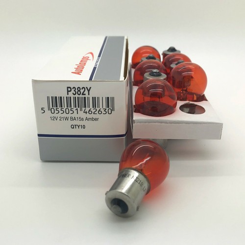 10 x Autolamps 382Y P21W BA15S Amber Orange Indicator Car Light Bulb ...