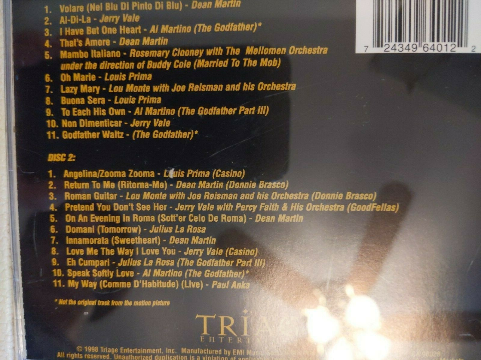 Mob Hits Music From And A Tribute to Mobster Movies Dean Martin Martino ...