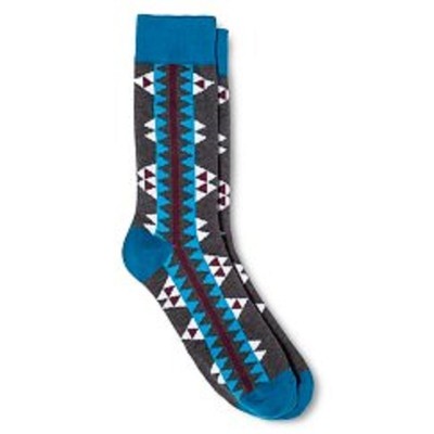 Mossimo Size 6-12 Crew Socks Mens Geometric Pattern Blue Gray Cotton ...