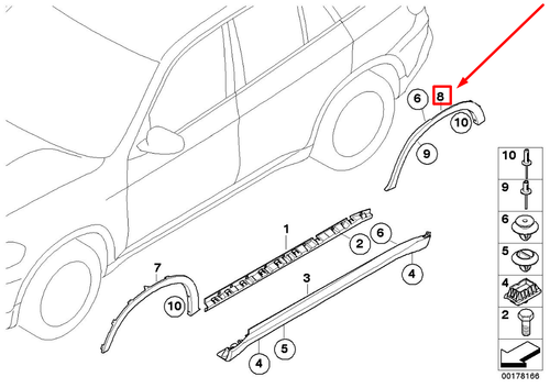 BMW X5 E70 Kotflügelleiste hinten links 51777163559 7163559 NEU ...