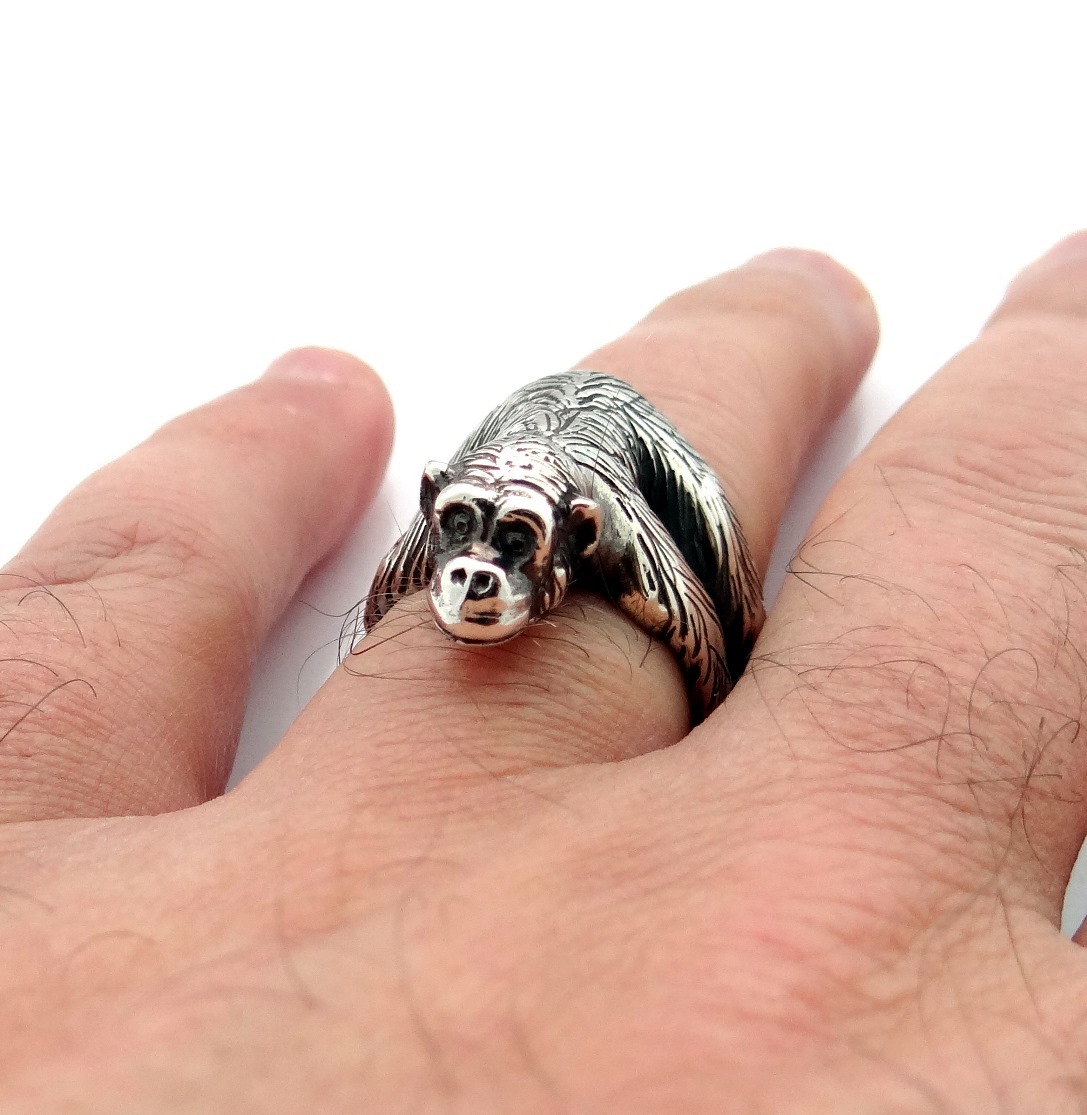 Monkey Ring, Chimpanzee Ring, Ape Ring, 925 Sterling Silver, Silver ...