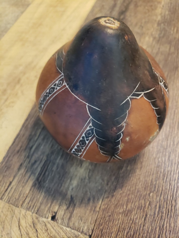Folk Art Hand Carved Gourd Indigenous Figure | eBay