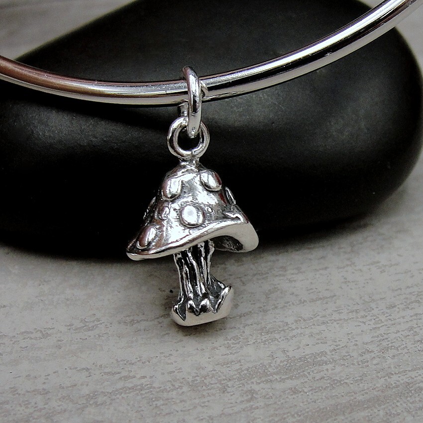 925 Sterling Silver Mushroom Charm - 3D Mushroom Pendant - Shroom Charm ...