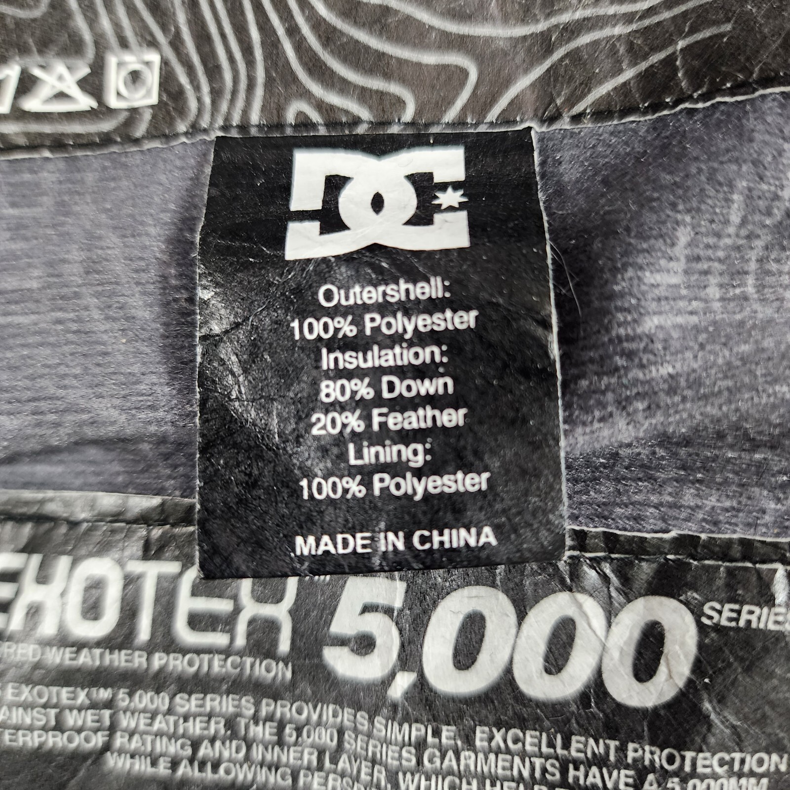 DC Men's ExoTex 5000 Series Snowboarding Jacket Down Filled Black Camo ...