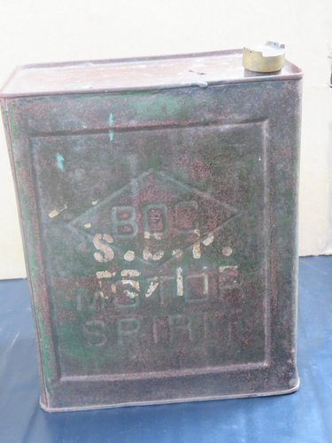 BURMHA oil Co Scotland BOC MOTOR SPIRIT Advertise Tin Canister BRASS ...