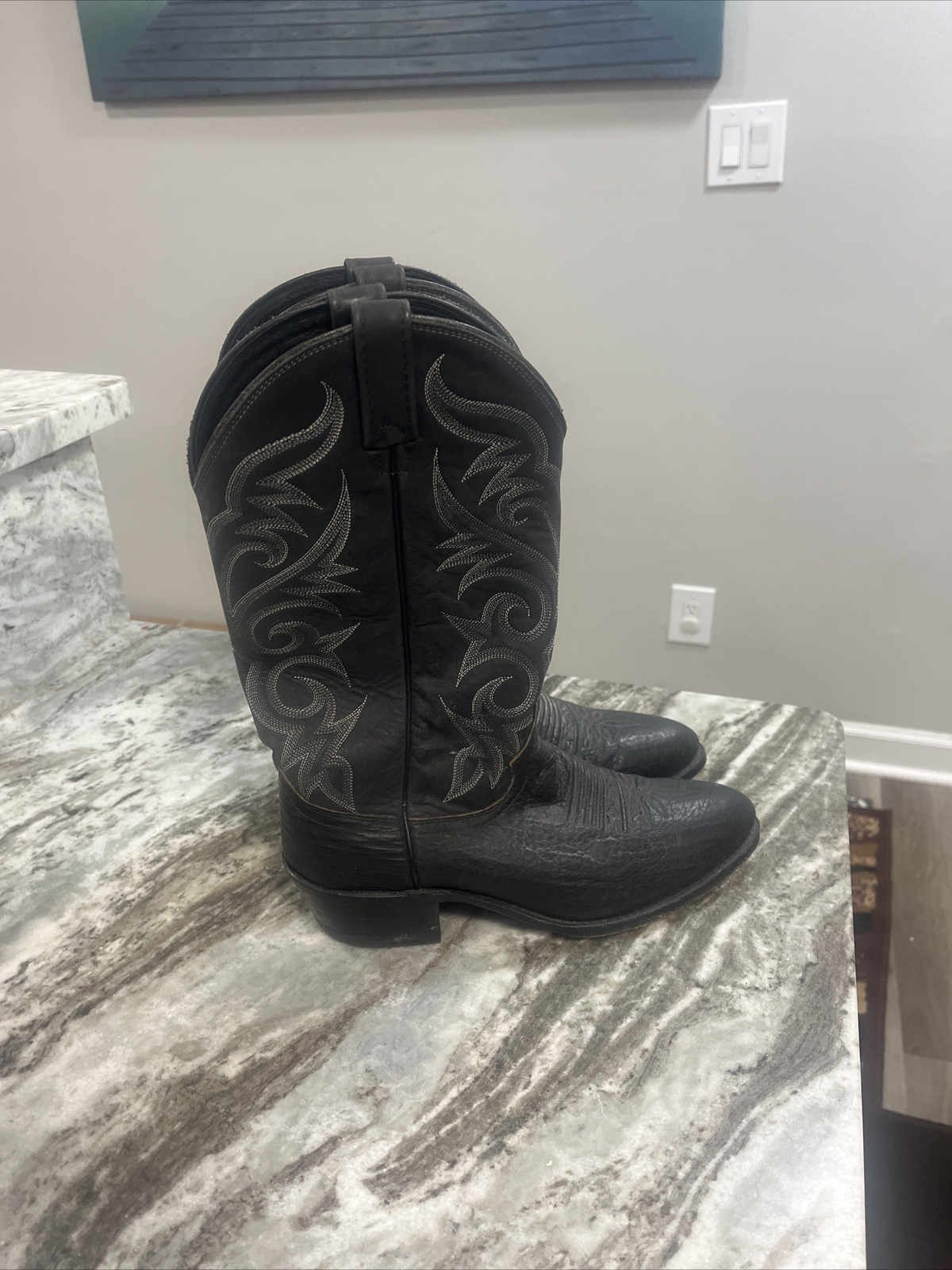 Vintage Primo Black Dan Post Cowboy Boots Size 8 1/2D… - Gem