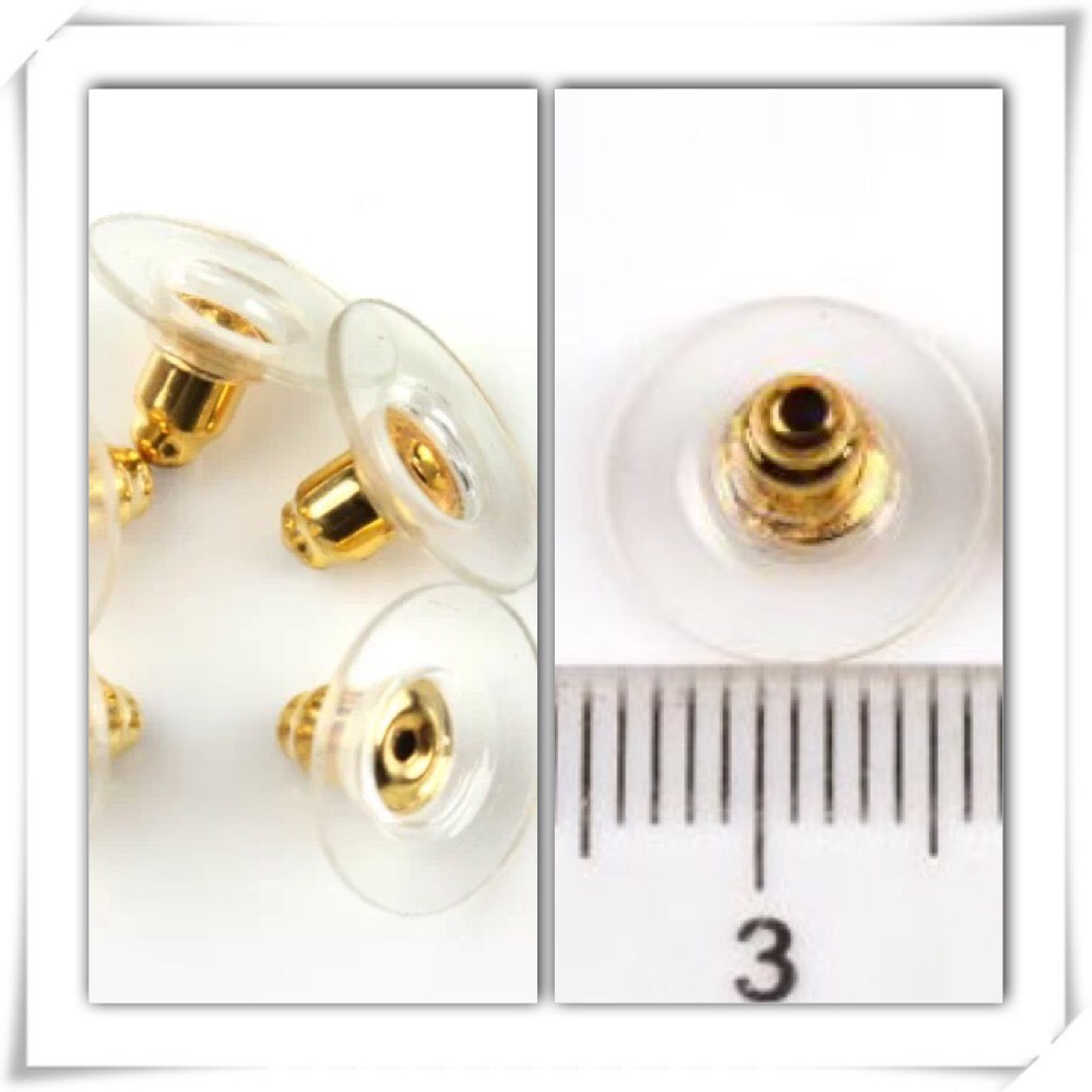 4 *PCs 1cm Plastic 2x Gold Plated & 2x Silver earring Big Backs ...