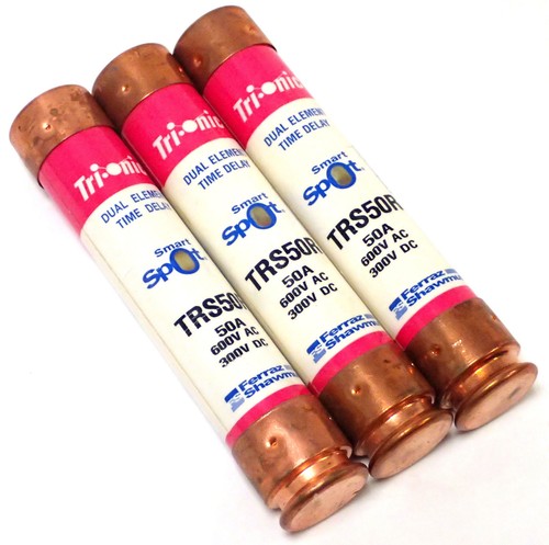 FERRAZ SHAWMUT TRIONIC TRS50R DUAL ELEMENT TIME DELAY FUSE 50A 600VAC ...