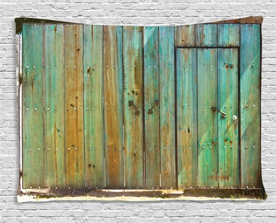 Vintage Tapestry Rustic Old Wooden Gate Print Wall Hanging Decor ...