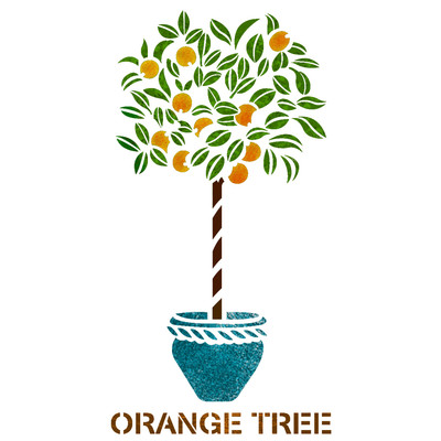 Orange Tree Stencil Reusable Template for Canvas Craft Wall Painting ...