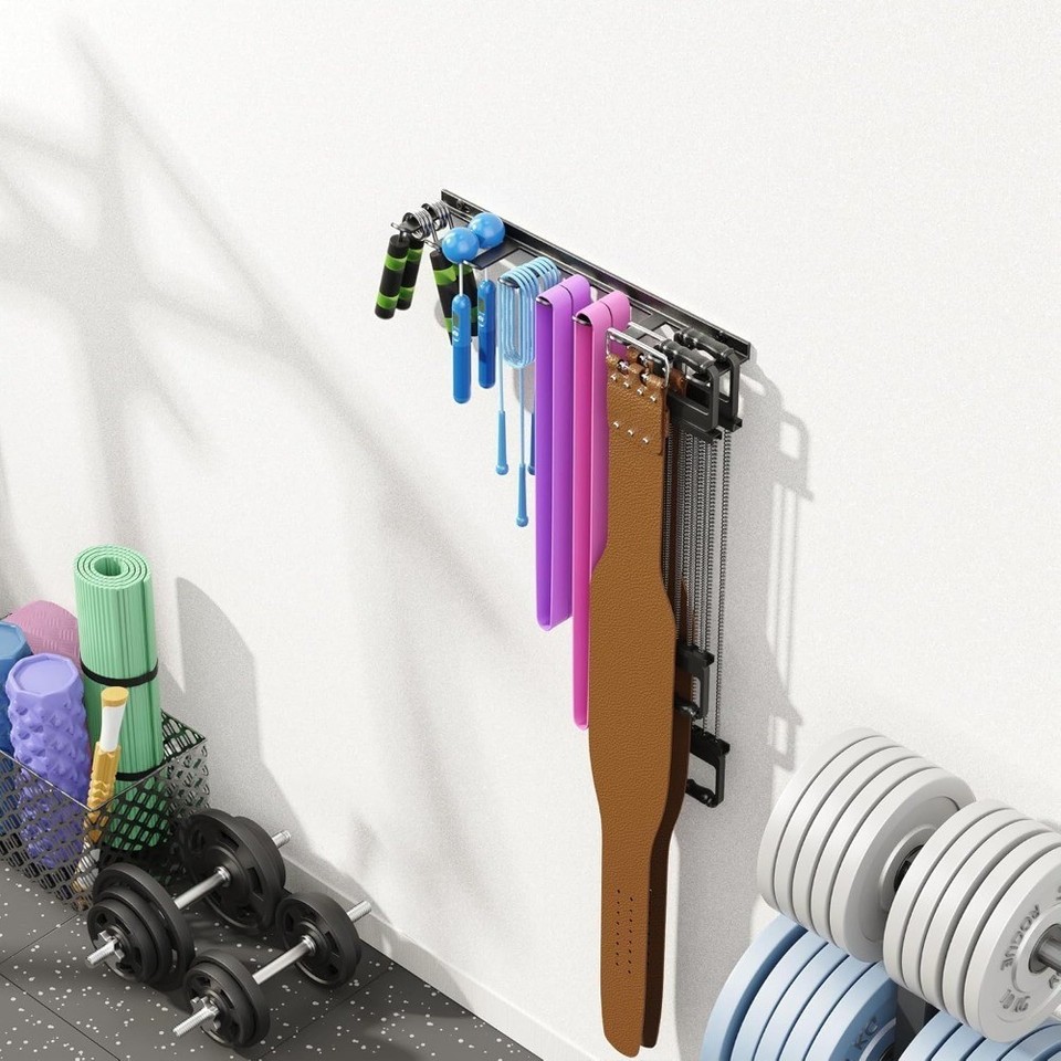 Home Gym Storage Rack Organizer for Resistance Bands Lifting Belts ...