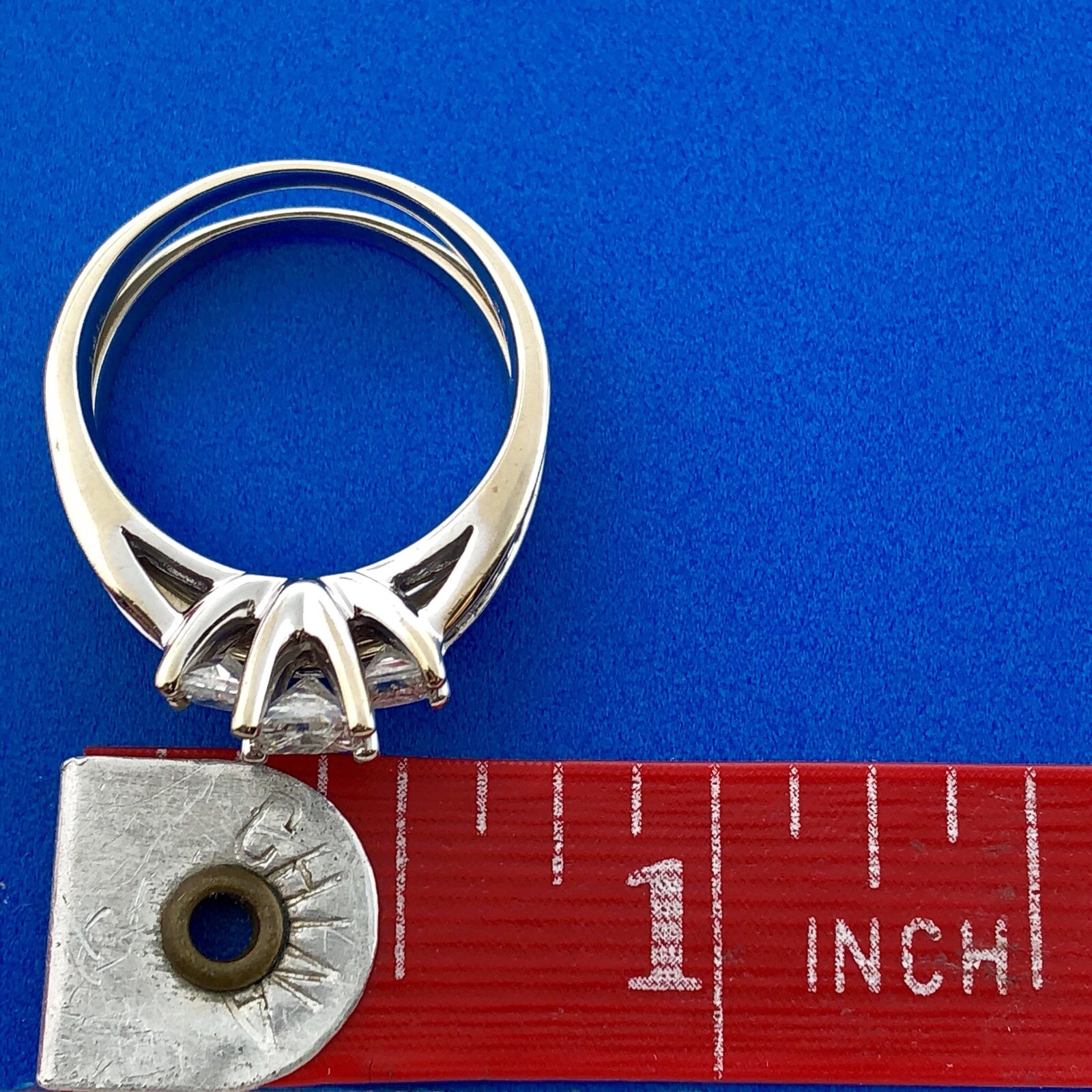 ZEI 14K White Gold Princess Cut Diamond Channel Set Accent Bridal Band ...