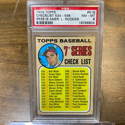 1968 Topps Checklist 534-598 #518 *#539 Is A.L. Rookies* PSA 8 NM-MT | eBay