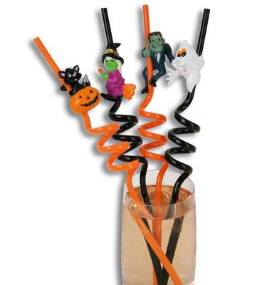 Trinkhalm Halloween TIschdeko Frankenstein Hexe Geist Strohhalm Deko ...