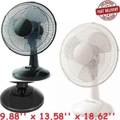 Mainstays 12" 3-Speed Oscillating Table Fan, FT30-8MBB, New, Black ...