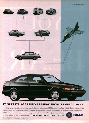 1994 VINTAGE PRINT AD - SAAB -- SAAB 900 SE TURBO COUPE..JET FUEL IN ...