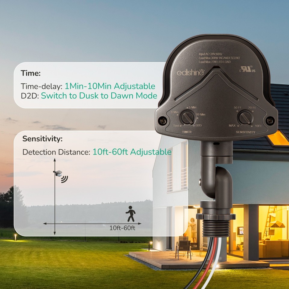 EDISHINE 240 Degree Motion Sensor,Replacement Motion Detector for ...