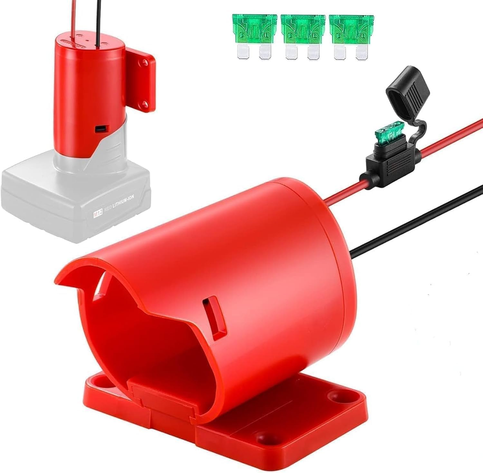 Power Wheel Adapter for Milwaukee M12 12V Battery with Fuse & Wire ...