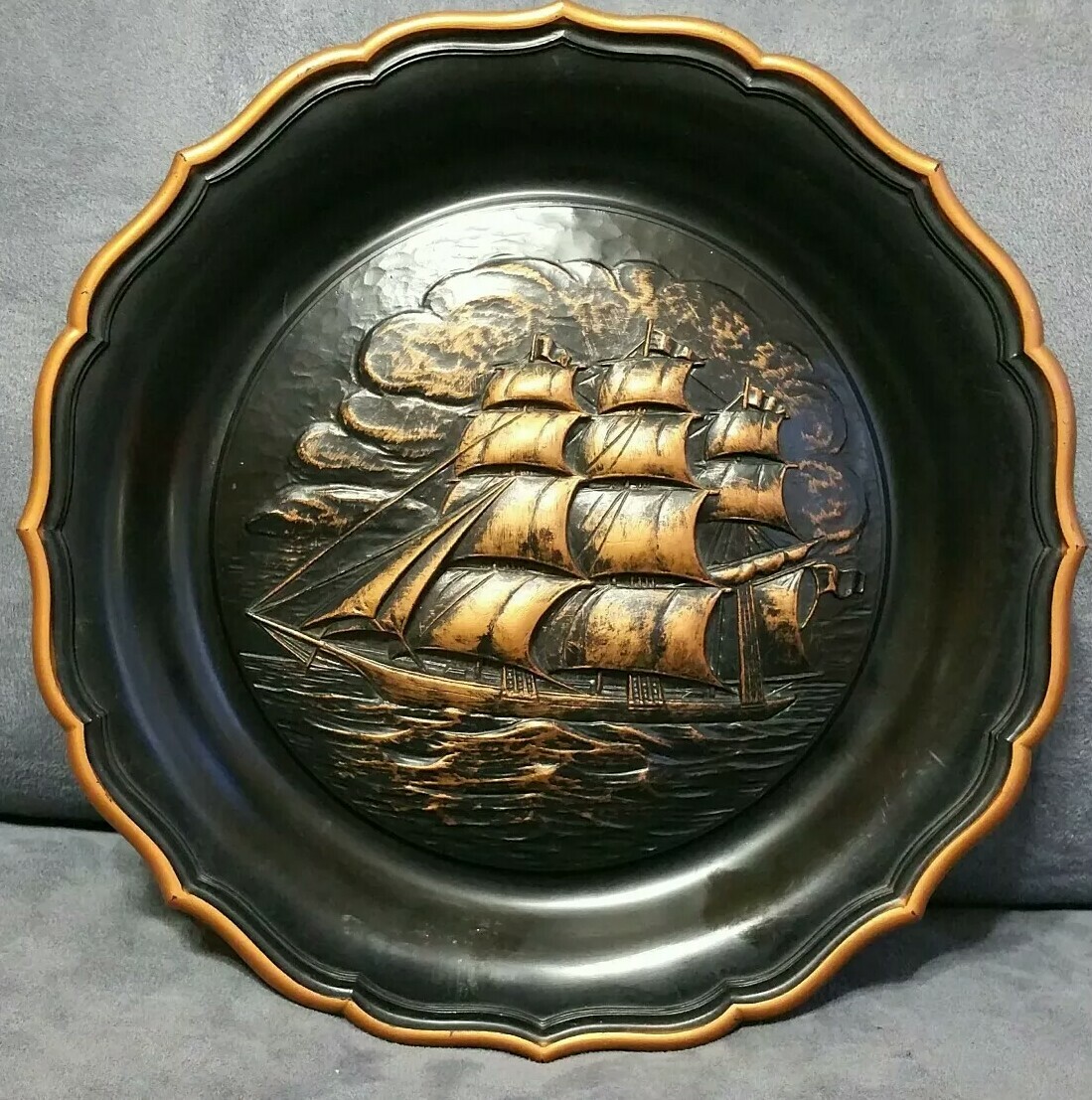 VINTAGE 1974 COPPERCRAFT GUILD DART IND MCMLXXIV NAVAL SHIP 10" PLATE ...
