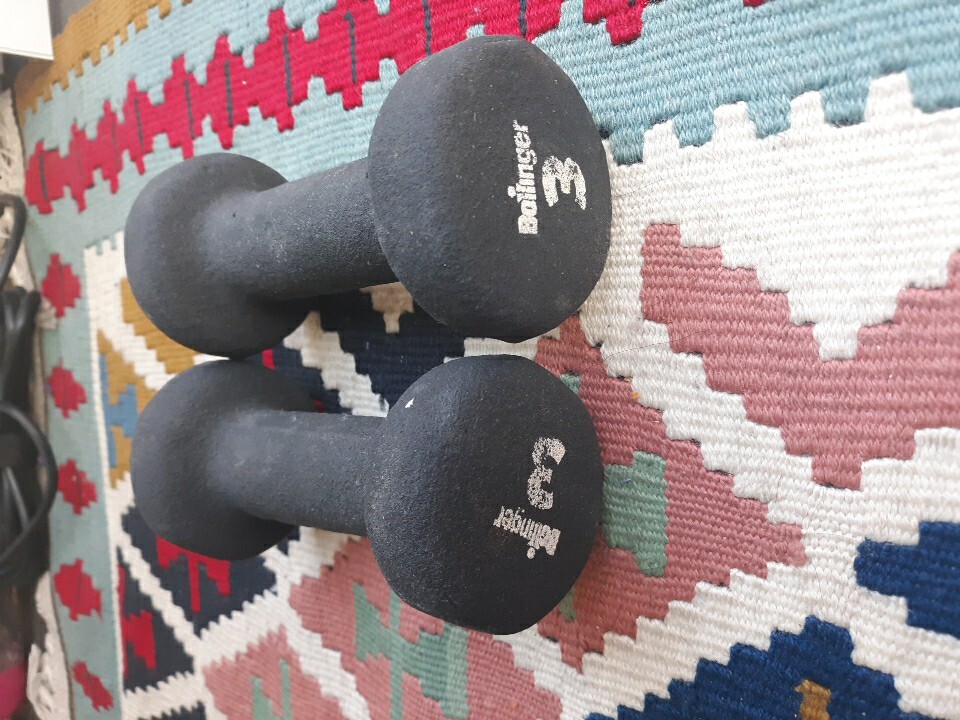 3 Pound lb Dumbbell Set of 2 Coated Weights Hand Bollinger 6 Pounds ...