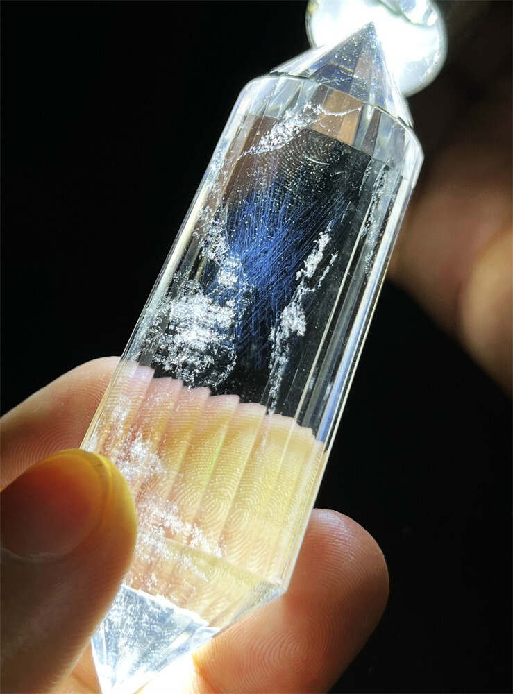 24 Sides Natural Blue Angel Feathers CRYSTAL Point VOGEL STYLE Double ...