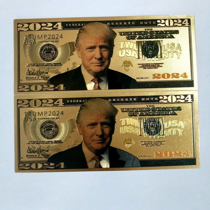 10PCS President Donald Trump Gold Foil 2024 Commemorative Banknotes ...
