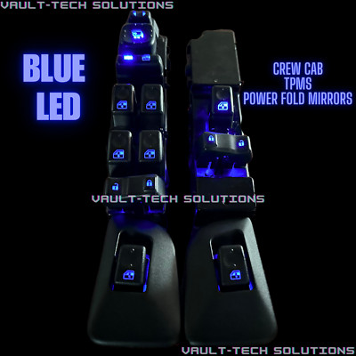 2003-2006 Chevrolet Silverado Front & Rear Window Switch Set BLUE LED ...