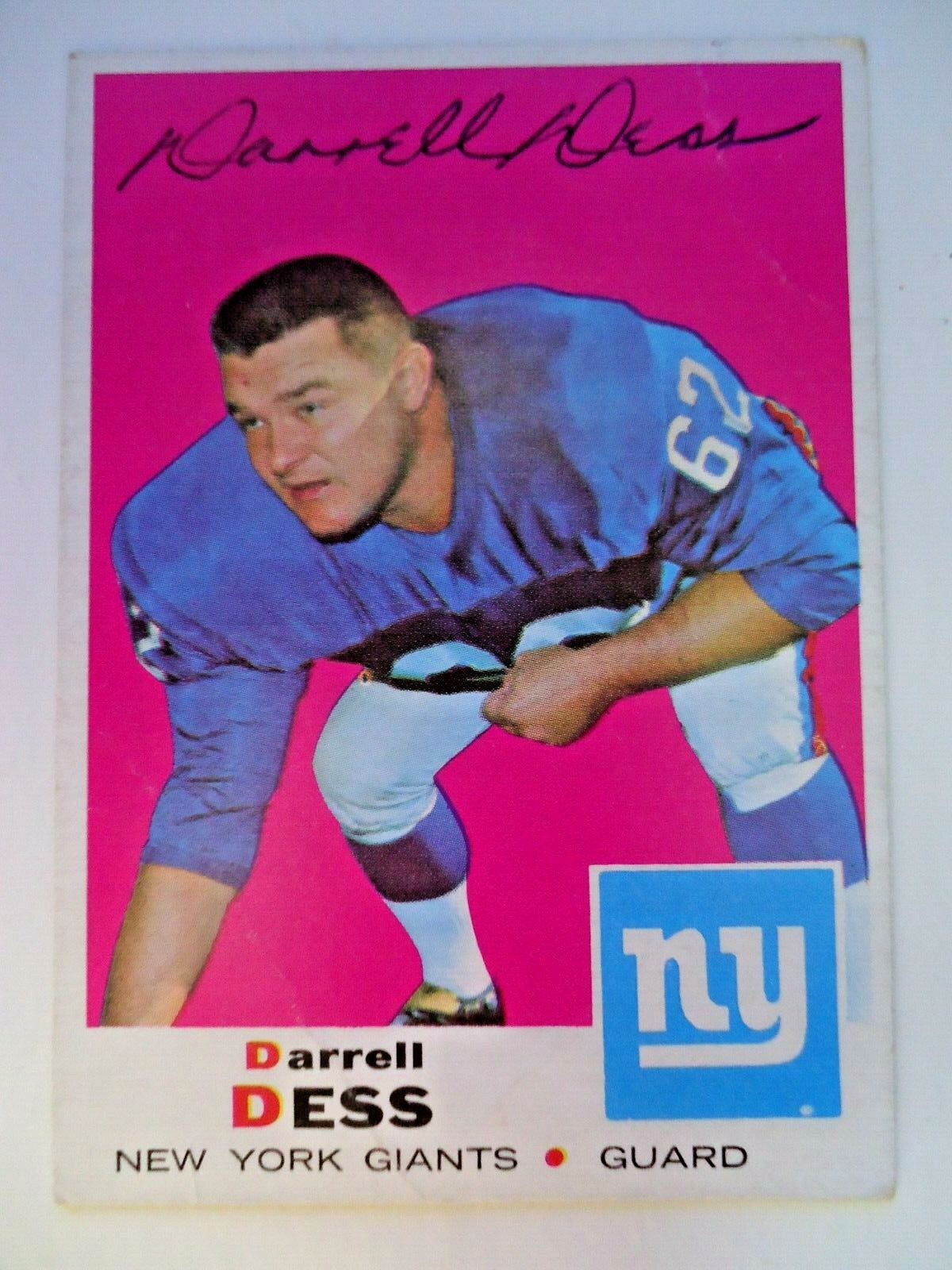 Darrell Dess - 1969 Topps Autographed Football card # 219 - New York ...