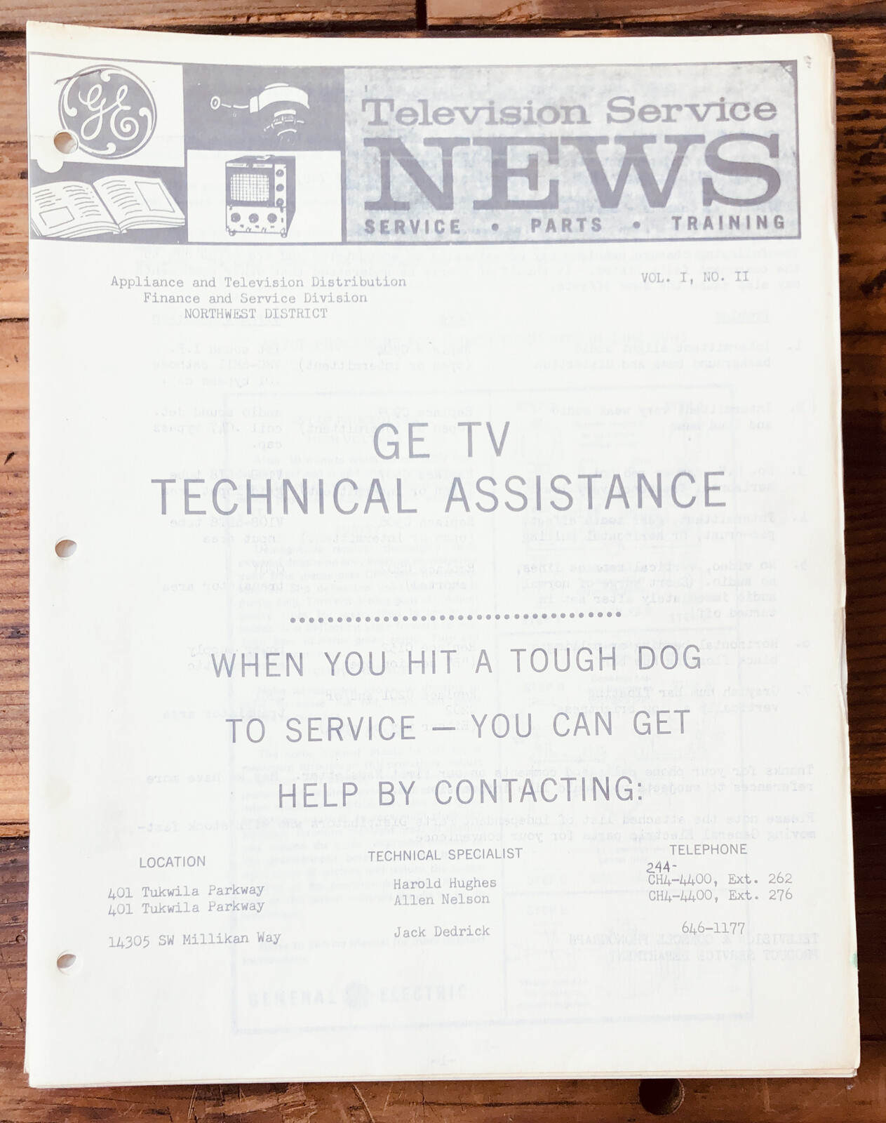 General Electric TV Service News VOL 1 NO II TV Service Manual ...