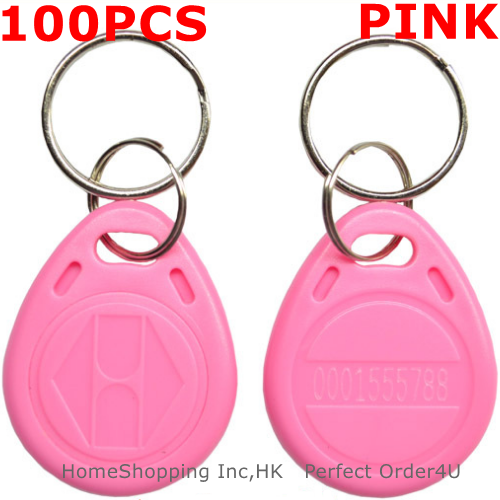100pcs PINK Color 125Khz RFID Keyfobs EM4100 Proximity ID keyfob with ...