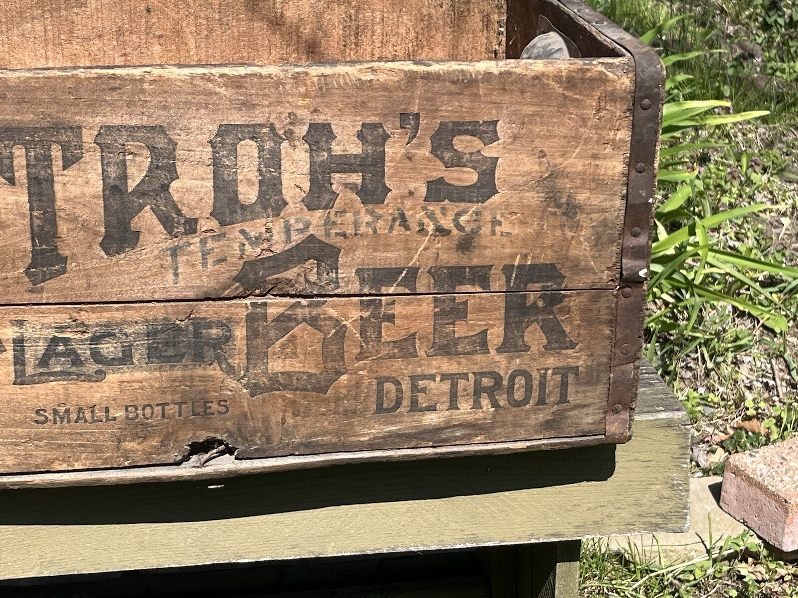 Antique 1910s Strohs Lager Beer Detroit MI Wood Crate Bottle Box Pre ...