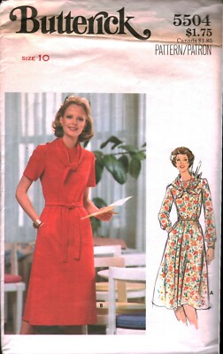 5504 Vintage Butterick Pattern Semi Fitted Dress SEWING SEW UNCUT Scarf ...