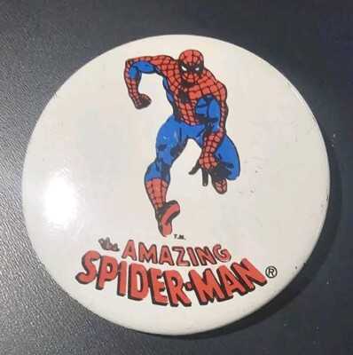 Vintage 1970s THE AMAZING SPIDER-MAN Superhero Comics BUTTON Pin-Back ...