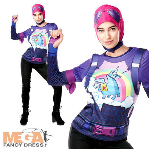 Fortnite Brite Bomber Tween Fancy Dress Girls Kids Game Gaming ...