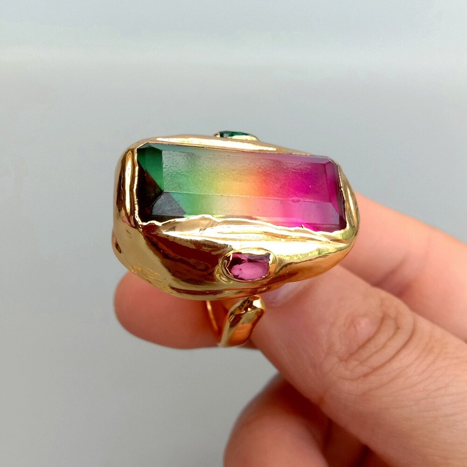 Multi Color Rainbow Rectangle Zirconia Finger Rings Dating Jewelry ...
