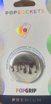 PopSockets Phone Grip Stand Chrome Drip Silver POPGRIP Popsocket ...