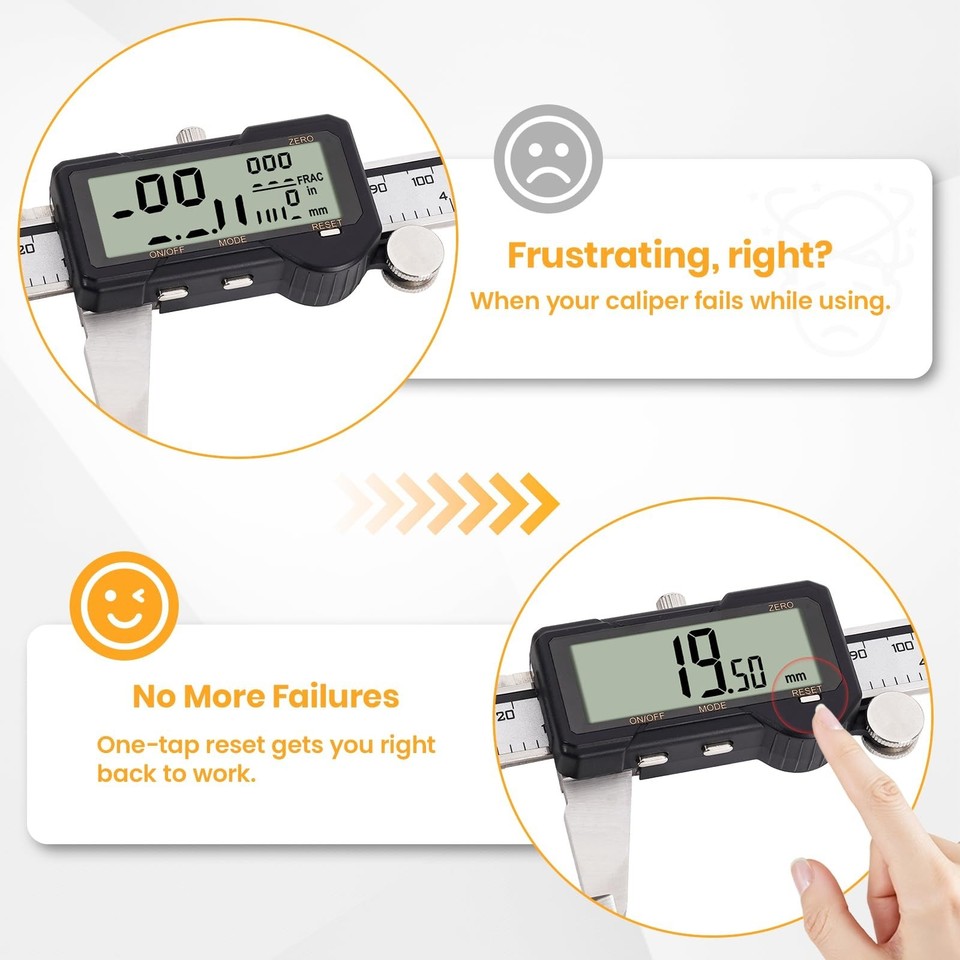 HARDELL Digital Caliper, Rechargeable Digital Caliper 6 inch with Reset ...