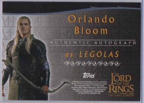 ORLANDO BLOOM 2001 Topps LORD OF THE RINGS LOTR signed card auto ...