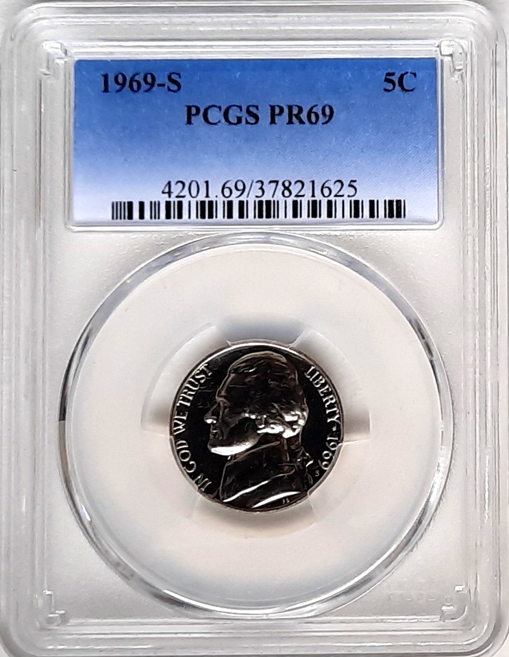 1969-S Proof Jefferson Nickle (5C) PCGS PR 69- Fading Blue Label | eBay