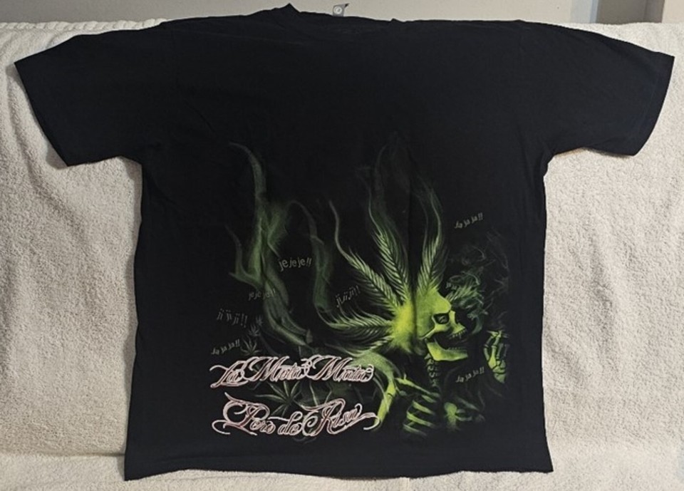 SKELETON SMOKING BONG MARIJUANA LEAF LA MOTA MATA SKULL WEED T-SHIRT | eBay