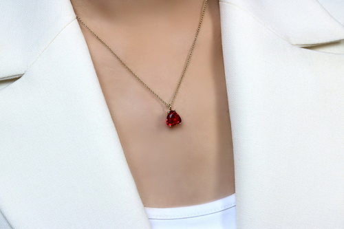 Lab-Created Rubis Rouge 10mm Trillion Pendentif 18 " Câble Chaîne 925 Argent | eBay